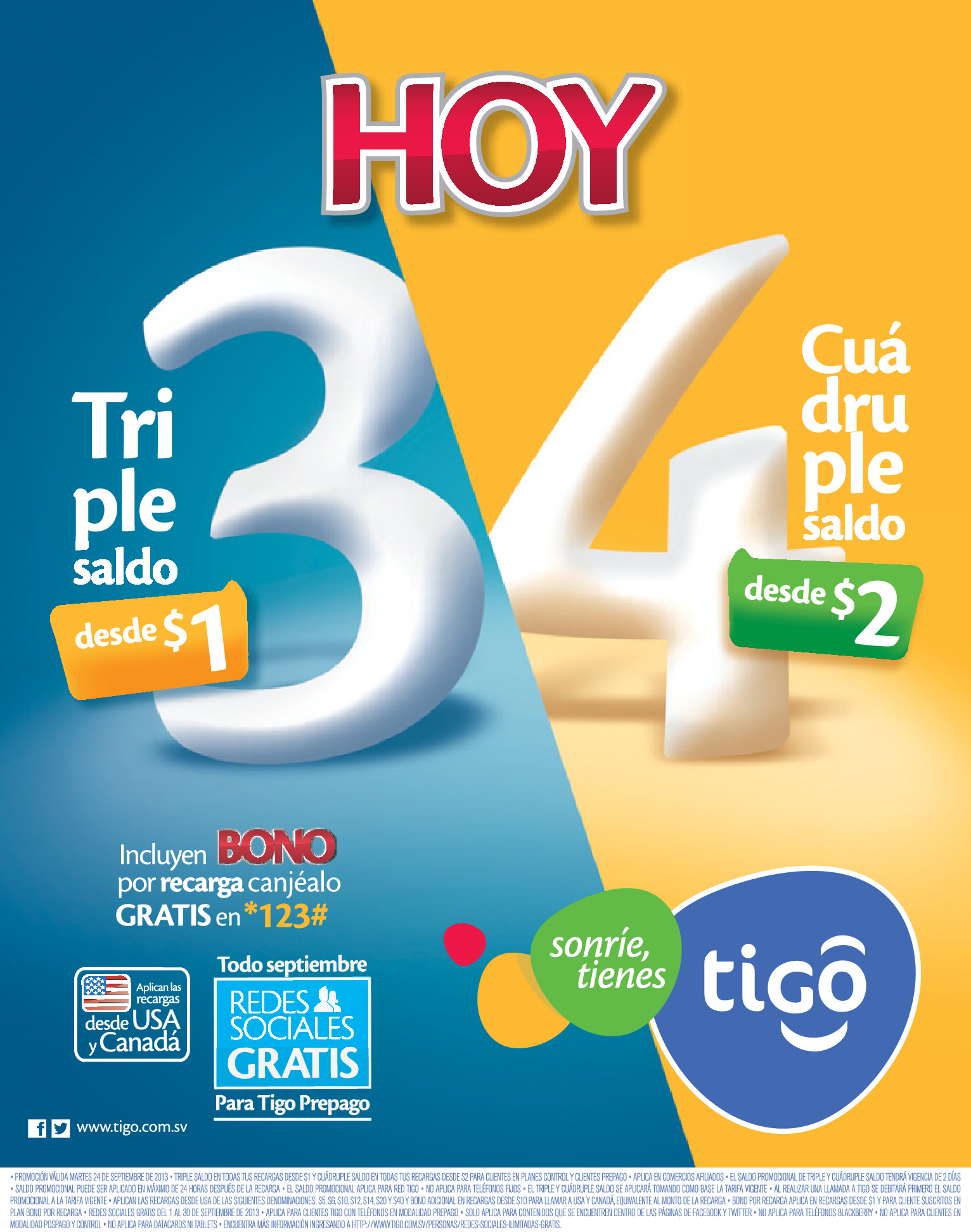 recargas TIGO hoy triple y cuadruple saldo – 24sep13 – Ofertas Ahora
