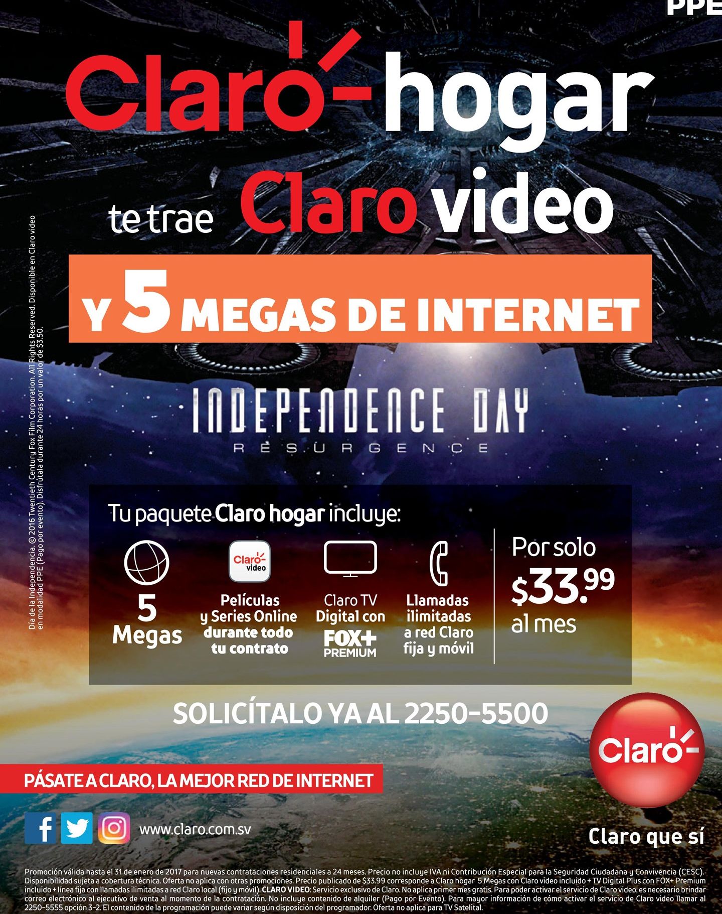 Promocion INTERNET de 5 Megas en Paquete CLARO HOGAR mas CLARO VIDEO ...