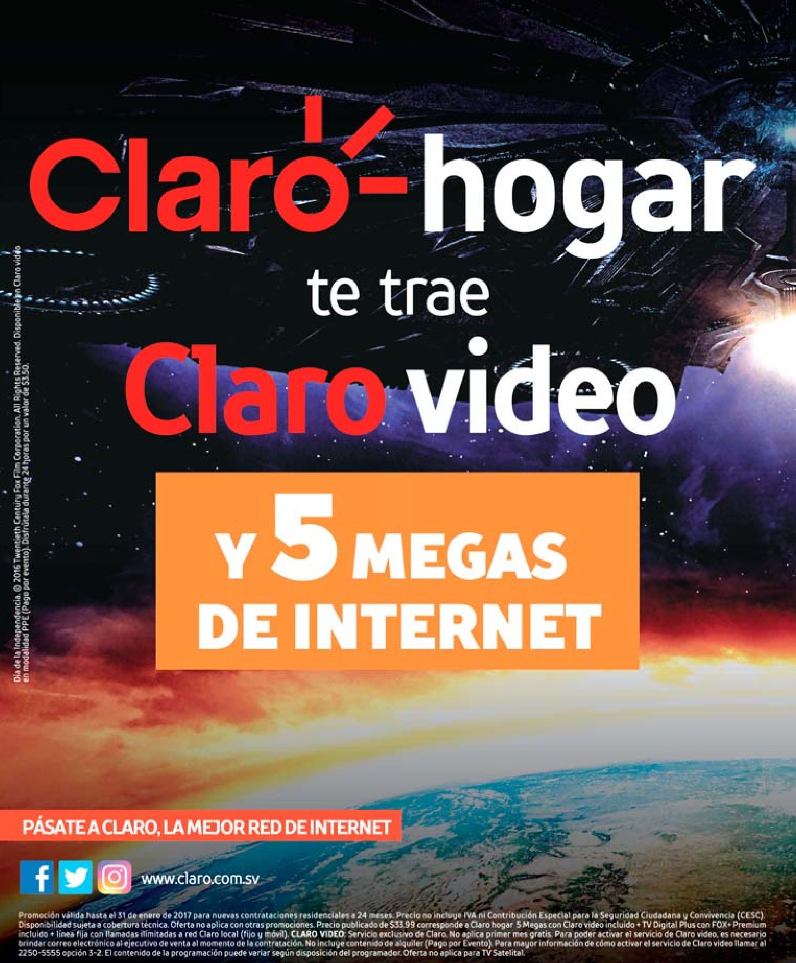 Promocion INTERNET de 5 Megas en Paquete CLARO HOGAR mas CLARO VIDEO ...