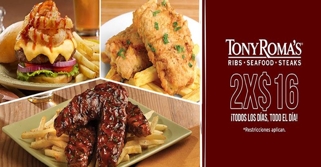 TONY ROMAS 2x$16 FEST todos los dias de la semana - Ofertas Ahora